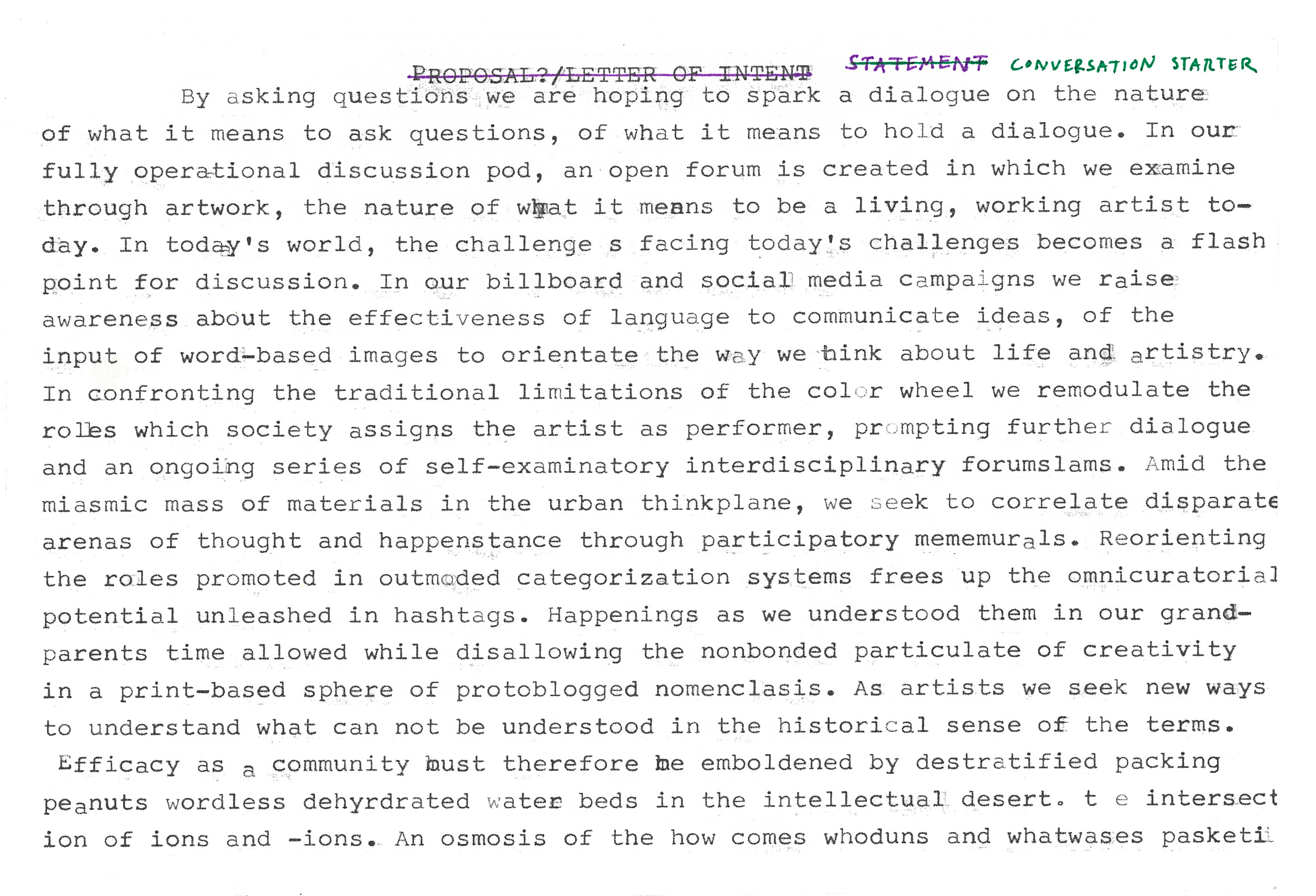 Unsubmitted proposals, pt. 1 – lucas wetzel